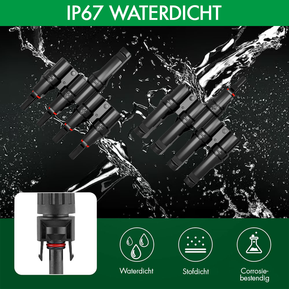 MC4 Solar T-Splitter - Zonnepaneel Splitter - 4 Male naar 1 Female + 4 ...